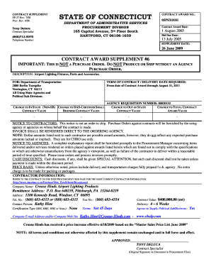 Fillable Online das state ct CONTRACT AWARD SUPPLEMENT #6 - das state ...