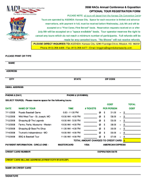 Fillable Online jacksongov Approved NACo Tours Registration Form 6-9-08 ...