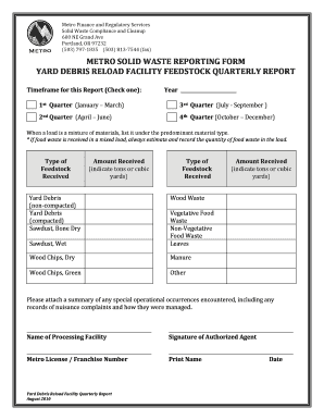 Fillable Online library oregonmetro Metro solid waste reporting form ...