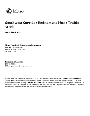 Fillable Online library oregonmetro RFP 14-2506 SWC Traffic Work - Metro - library oregonmetro ...