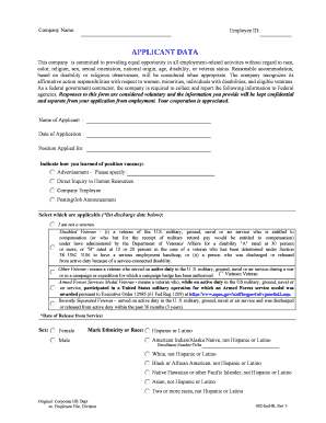 Fillable Online Applicant Data Form Fax Email Print - pdfFiller