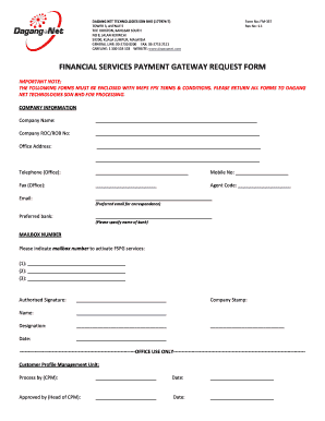Fillable Online Financial services payment gateway request form ...