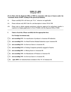 Fillable Online FORM FC (RBI) (Paragraph 10B.2) To be filed with the ...