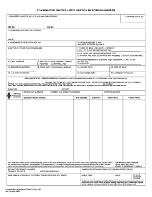 Fillable Online Combination: invoice declaration by foreign ...