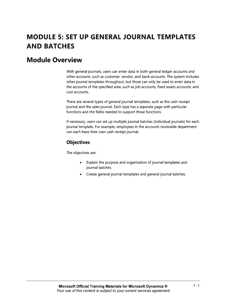 Fillable Online MODULE 5: SET UP GENERAL JOURNAL TEMPLATES Fax Email ...