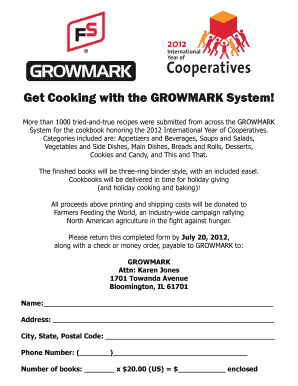 Fillable Online Cookbook Order Form - Growmark Fax Email Print - pdfFiller