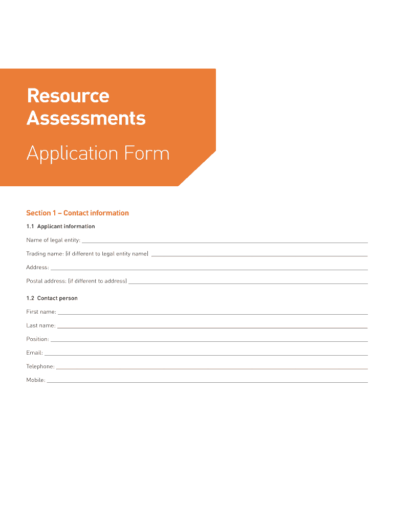 Fillable Online Resource Assessments Application Form Fax Email Print ...