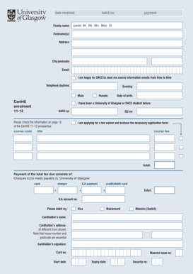 Fillable Online gla ac CertHE enrolment form for 2011/12 - University ...