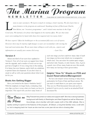 Fillable Online Newsletter - The Marina Program Fax Email Print - pdfFiller