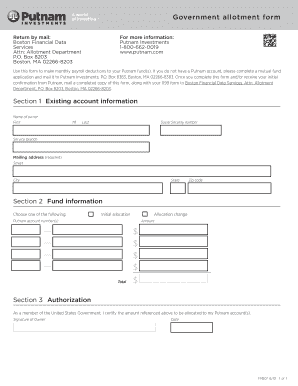 Fillable Online Government allotment form - Putnam Investments Fax ...