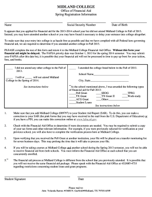 Fillable Online midland Spring FAT Form - Midland College - midland Fax ...