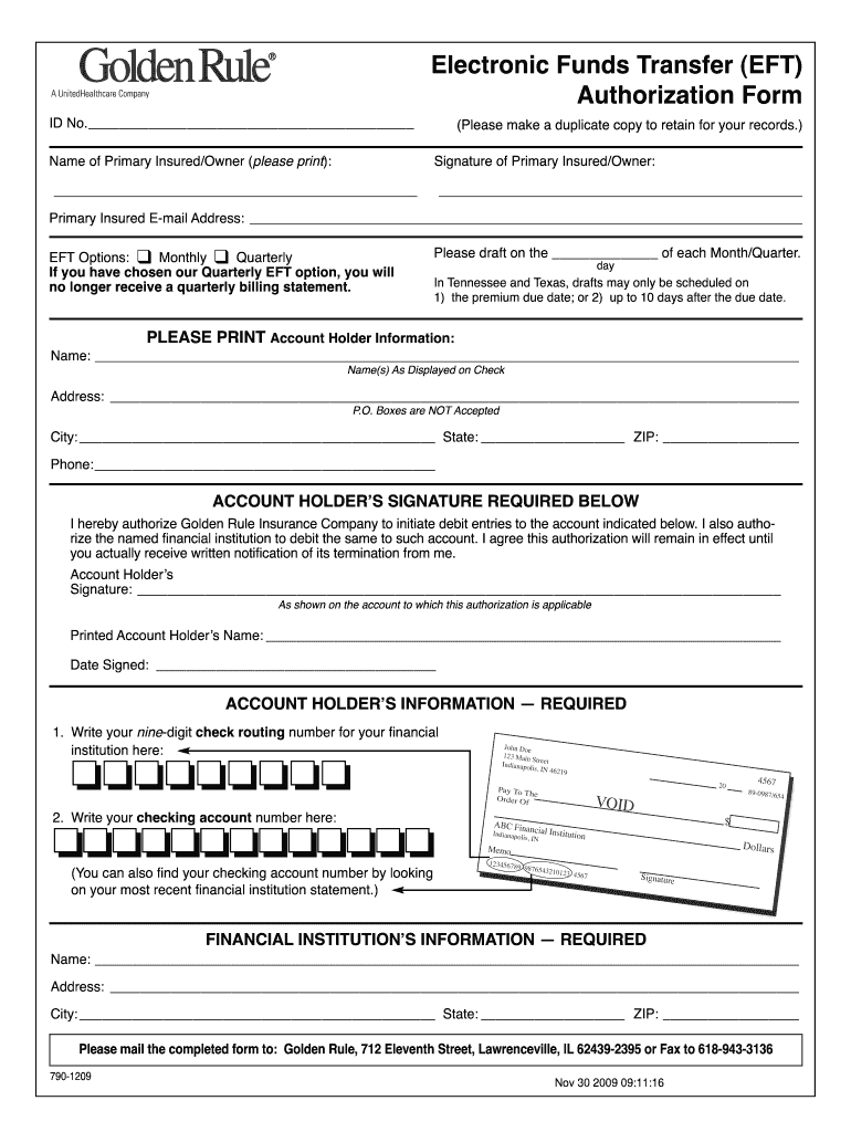 Electronic Funds Transfer ETF Authorization Form - Fill Online ...