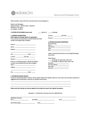 Fillable Online Returns and Exchanges Form Fax Email Print - pdfFiller