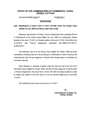 Fillable Online Modification of return form in Form VAT-002 under the ...