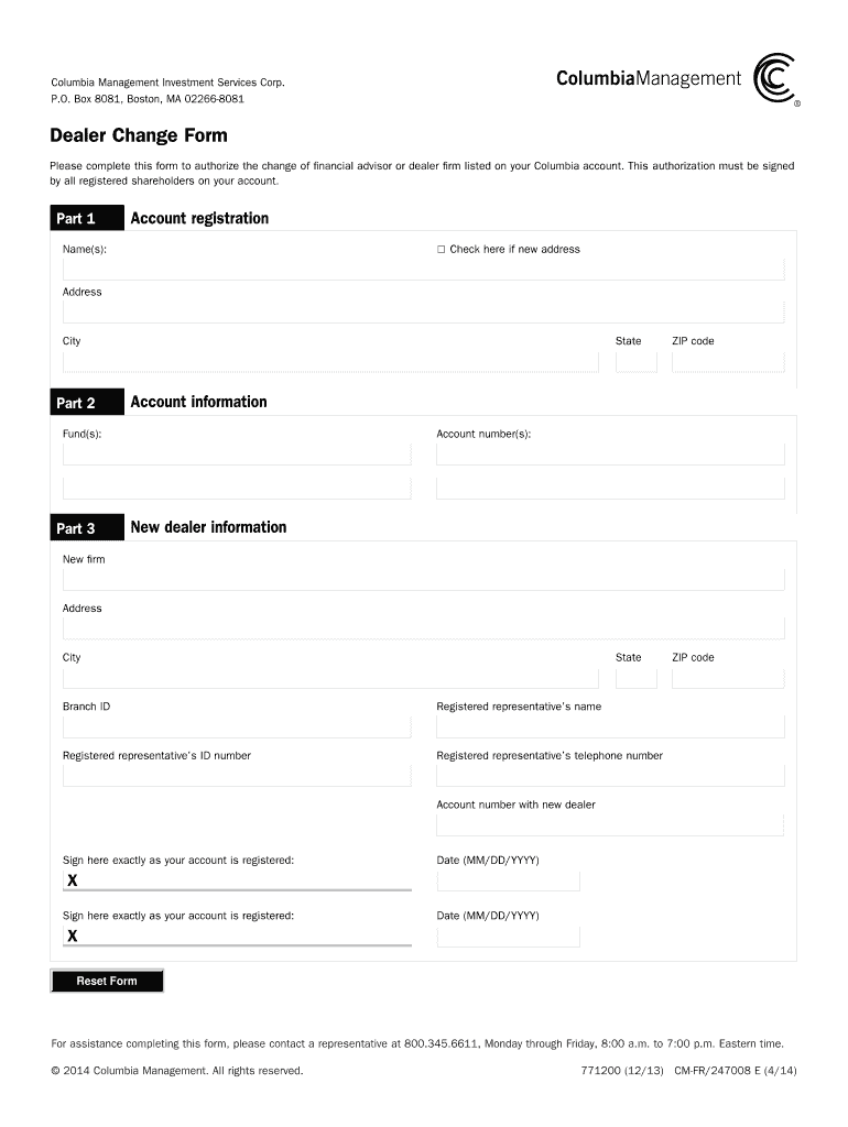 Fillable Online Dealer Change Form Fax Email Print - pdfFiller