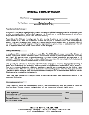 Fillable Online SPOUSAL CONFLICT WAIVER Fax Email Print - pdfFiller