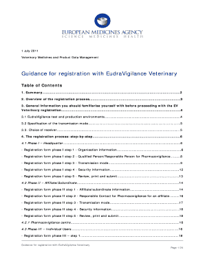 Fillable Online eudravigilance ema europa Guidance for registration ...