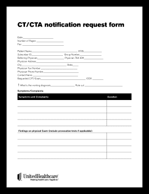 Fillable Online CT/CTA notification request form ...
