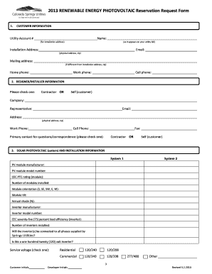 Fillable Online csu RENEWABLE ENERGY PHOTOVOLTAIC Reservation Request ...
