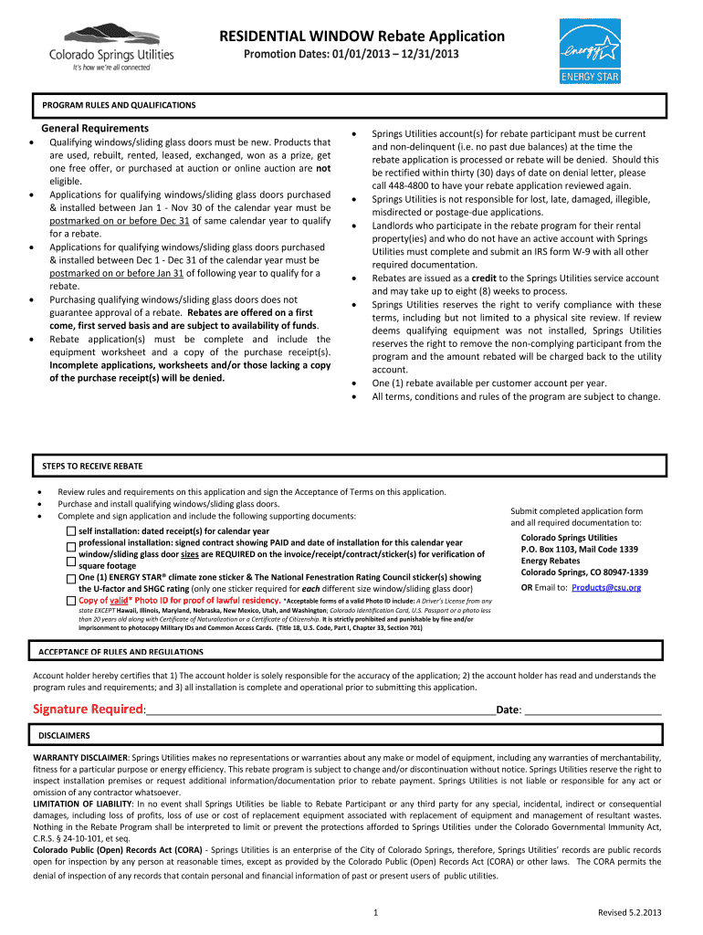 Fillable Online Residential Window Rebate Application Fax Email Print ...