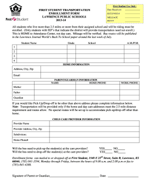 Fillable Online usd497 First Student Use Only: Date Received: FIRST ...