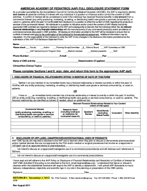 Fillable Online aap (aap) full disclosure statement form - American ...