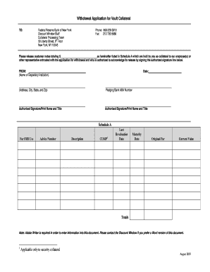 Fillable Online newyorkfed Deposit Application for Collateral Held at ...