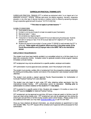 Fillable Online apps peabody jhu CURRICULAR PRACTICAL TRAINING (CPT) is defined as employment ...