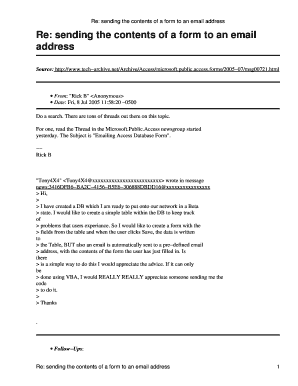 Fillable Online Re: sending the contents of a form to an email address Fax Email Print - pdfFiller