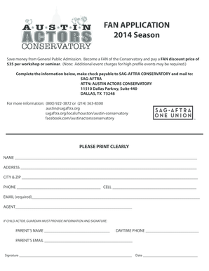 Fillable Online AAC 2014 Fan Application Fax Email Print - pdfFiller
