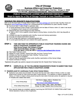 Fillable Online PUBLIC CHAUFFEUR LICENSE APPLICATION CHECKLIST: Fax ...