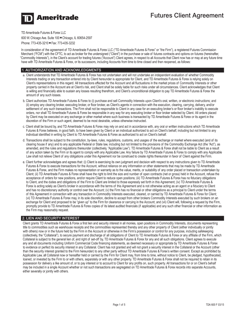 Fillable Online Futures Client Agreement Fax Email Print - pdfFiller