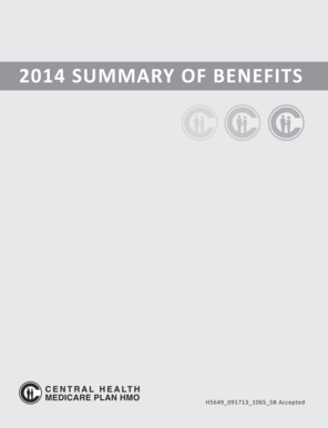 Fillable Online Central Health Medicare Plan HMO 2014 Summary of ...