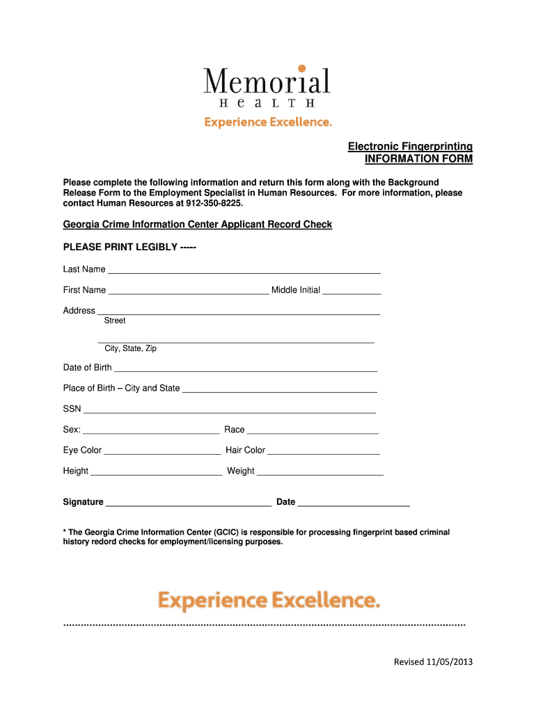 Fillable Online Electronic Fingerprinting Information Form Fax Email ...