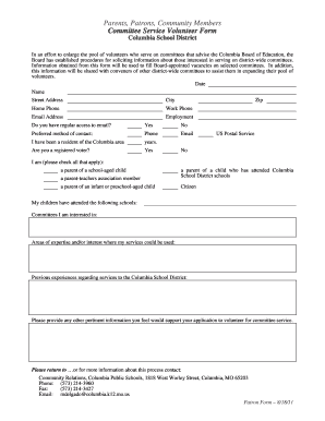 Fillable Online Patron Form - Columbia Public Schools Fax Email Print - pdfFiller