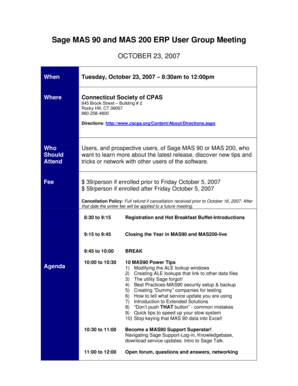 Fillable Online Sage MAS 90 and MAS 200 ERP User Group Meeting - Giving Tree ... Fax Email Print ...