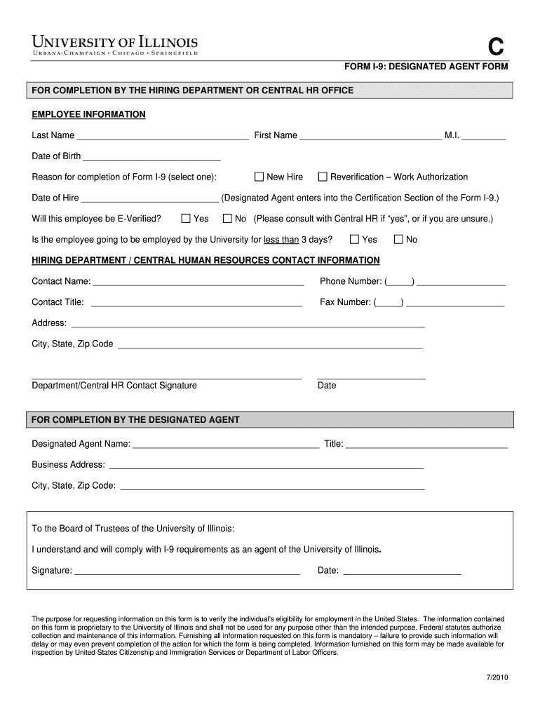 Fillable Online Form I-9: Designated Agent Form Fax Email Print - pdfFiller