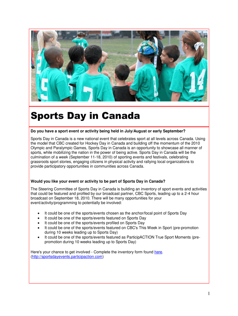 Fillable Online Sports Day in Canada Fax Email Print - pdfFiller