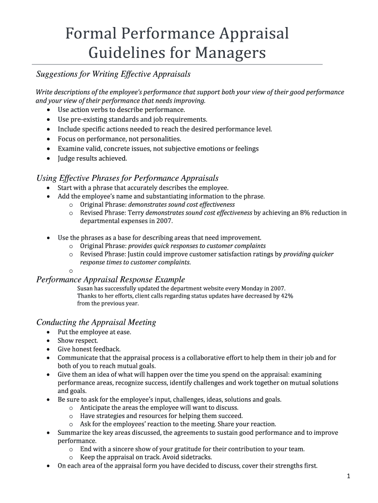 Fillable Online Formal Performance Appraisal Fax Email Print - pdfFiller