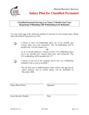 Fillable Online Salary Plan for Classified Personnel Fax Email Print ...