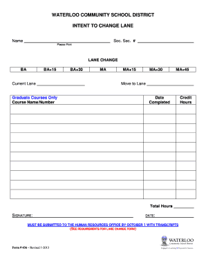 Fillable Online waterloo k12 ia Intent to Change Lane Form and ...