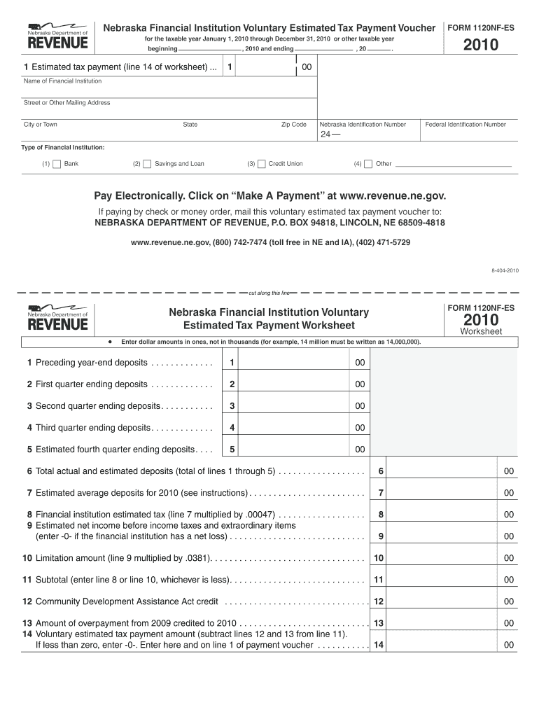 Fillable Online Nebraska Financial Institution Voluntary Estimated Tax ...