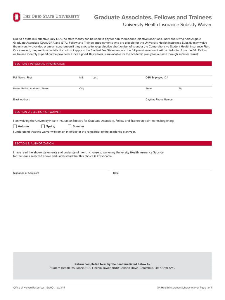 Fillable Online Graduate Associates, Fellows and Trainees Health ...