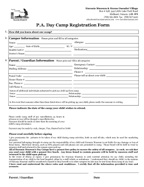 Fillable Online PA Day Camp Registration Form Fax Email Print - pdfFiller