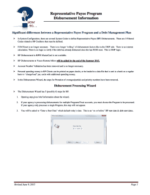 Fillable Online BRepresentative Payee Programb Disbursement Information ...