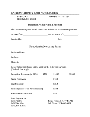 Fillable Online CATRON COUNTY FAIR ASSOCIATION Fax Email Print - pdfFiller