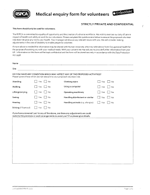 Fillable Online friendsofrspcasouthridge org Medical enquiry form for ...