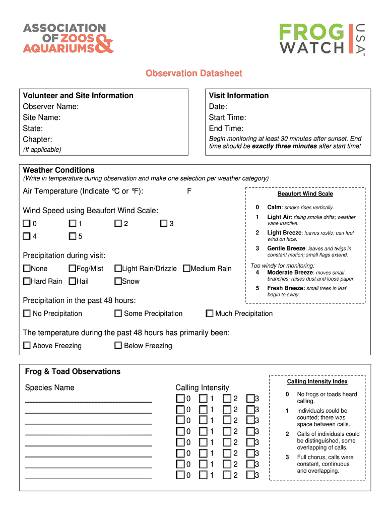 Fillable Online barrycd Observation Data Sheet - bbarrycdbborgb Fax ...