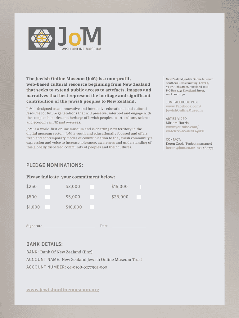 Fillable Online jewishonlinemuseum JoM pledge form.pdf - Jewish Online ...