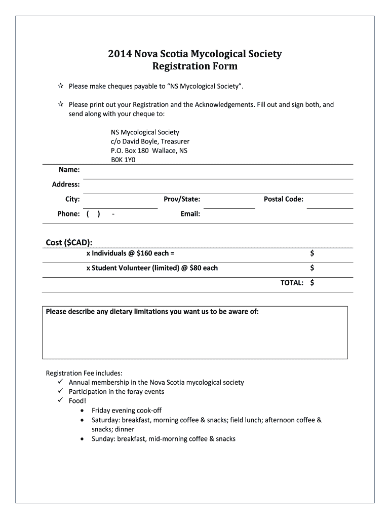 Fillable Online nsmushrooms 2014 Nova Scotia Mycological Society ...